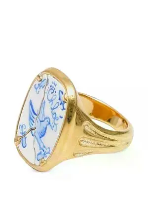 Chloé Hummingbird Ceramic Inlay Signet Ring