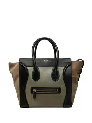 Celine 2012 Mini Tricolor Calfskin And Suede Luggage Tote Bag - Brown