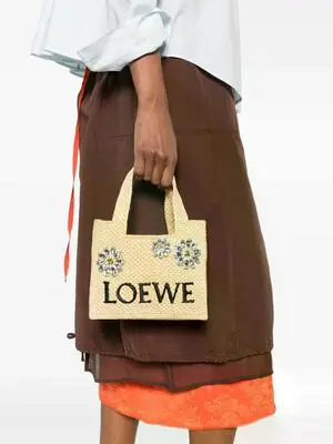 Loewe X Paula's Ibiza Mini Crystal-embellished Tote Bag - Neutrals