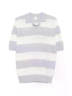 Eleventy Striped Short-sleeve Polo Shirt - Grey