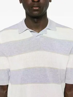 Eleventy Striped Short-sleeve Polo Shirt