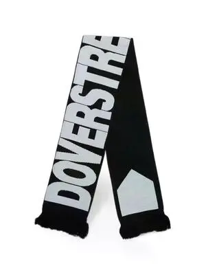 DOVER STREET MARKET Logo-intarsia Fringed Scarf - Black