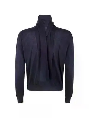 NUUR Cut-out Scarf-detail Sweater - Black