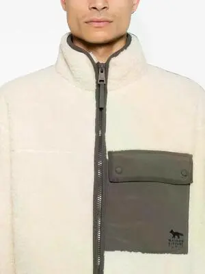 Maison Kitsuné Fleece-texture Panelled Jacket
