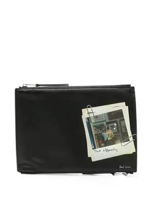 Paul Smith Photographic-print Leather Travel Pouch - Black