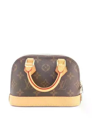 LOUIS VUITTON Alma Handbag Monogram Canvas Nano Satchel - Brown