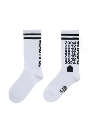DOVER STREET MARKET Logo-print Striped Socks - White
