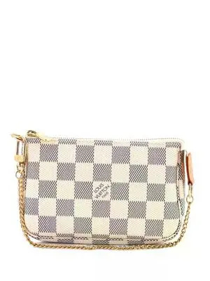 LOUIS VUITTON Pochette Accessoires Damier Mini Clutch Bag - White