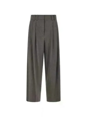 Brunello Cucinelli Tropical Luxury Wool Tailored Trousers With Monili - Grey