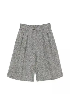 Emporio Armani Pleated Tweed Tailored Shorts - Black
