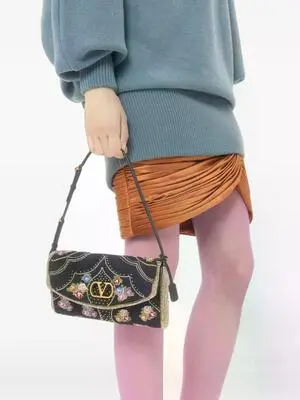 Valentino Garavani Devain Small Embroidered Shoulder Bag
