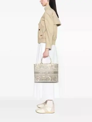 Dior 2020 Medium Canvas Embroidered Dioriviera Toile De Jouy Book Tote Bag - Grey