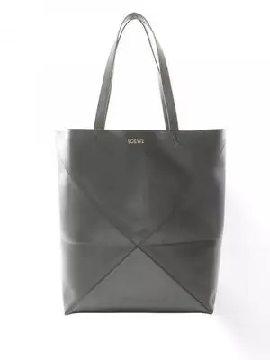 Loewe 2010-2026 Large Calfskin Puzzle Fold Tote Bag - Grey