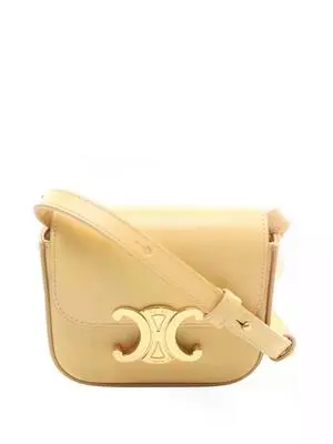 Celine 2010-2026 Mini Shiny Calfskin Triomphe Crossbody Bag - Yellow