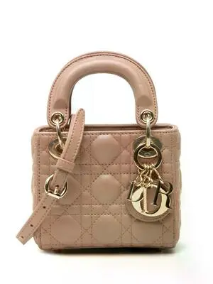 Dior 2020 Mini Lambskin Cannage Lady Satchel - Brown