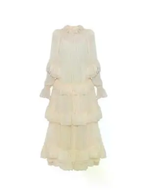 Chloé Ruffled Tiered Midi Dress - Neutrals