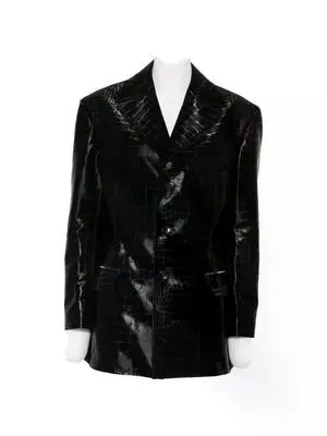 Junya Watanabe Crocodile-effect Notched-lapels Jacket - Black