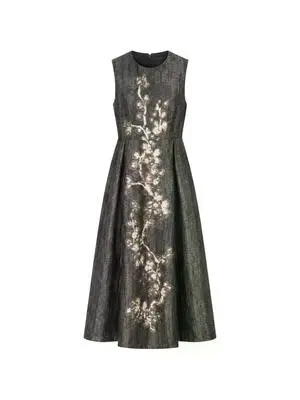 PSOPHIA Floral-jacquard Sleeveless Midi Dress - Grey