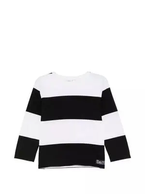 AGNES B. Horizontal Stripe Long Sleeve T-shirt - Black