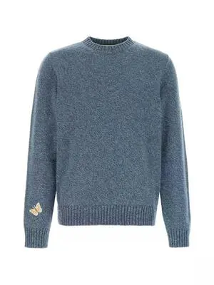 Valentino Garavani Butterfly-patch Wool Sweater - Blue