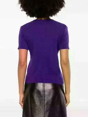 AGNES B. Short Sleeve Cardigan - Purple