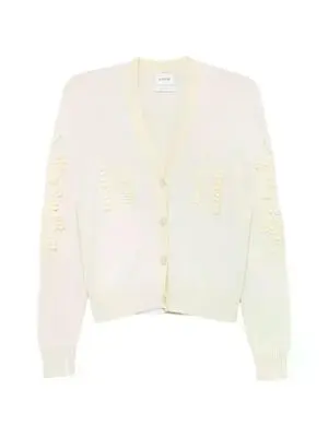 BARRIE Logo-embroidered V-neck Cardigan - Neutrals