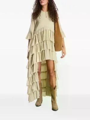ALLSAINTS Cavarly Ruffled Asymmetric Dress - Green