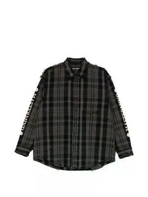 MASTERMIND WORLD Check Frayed Shirt - Black