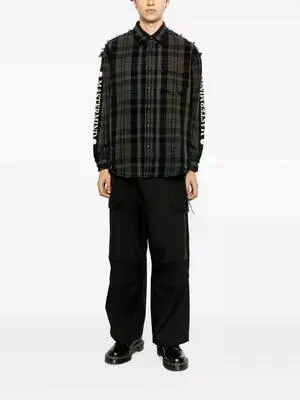 MASTERMIND WORLD Check Frayed Shirt - Black
