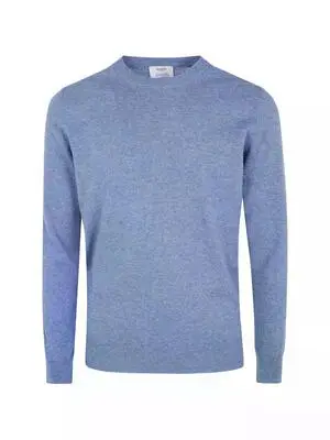BARBA NAPOLI Crew Neck Fine Knit Wool Sweater - Blue