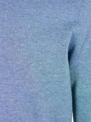BARBA NAPOLI Crew Neck Fine Knit Wool Sweater - Blue