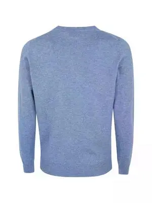 BARBA NAPOLI Crew Neck Fine Knit Wool Sweater - Blue