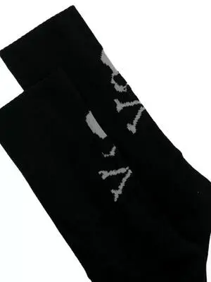 MASTERMIND WORLD Skull-intarsia Logo Socks - Black