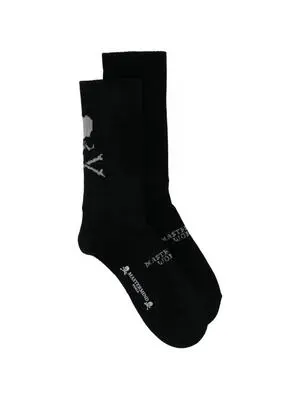 MASTERMIND WORLD Skull Intarsia Logo Socks - Black