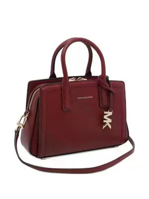 Michael Kors Grained Leather Shoulder Bag With Logo Plaque