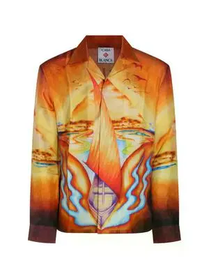 Casablanca Graphic-print Silk Shirt - Orange