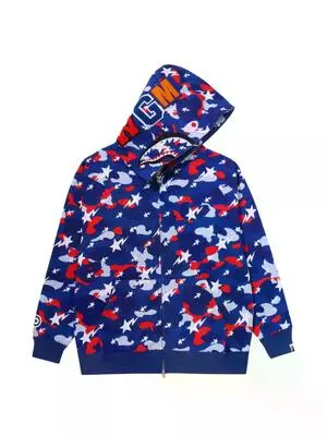 A BATHING APE Sta Strike Camo Shark Camouflage Zip-up Hoodie - Blue