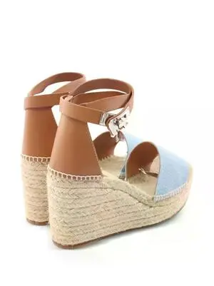 Hermès Kelly Buckle Wedge Espadrille Sandals - Brown