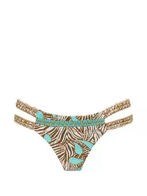 DEL MAAR Thaya Leaf-print Bikini Briefs - Brown