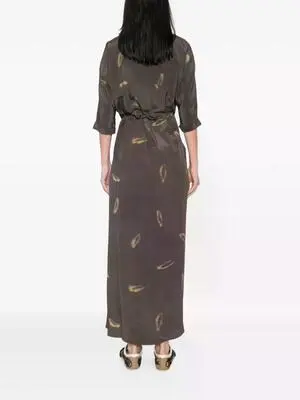 CORTANA Soma-print Draped Midi Dress