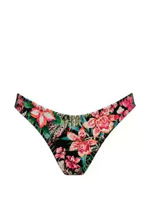 DEL MAAR Asiri Floral-print Crochet-trim Bikini Bottoms - Green