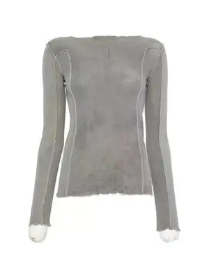 BASERANGE Omato Ribbed-knit Boat-neck Top - Grey