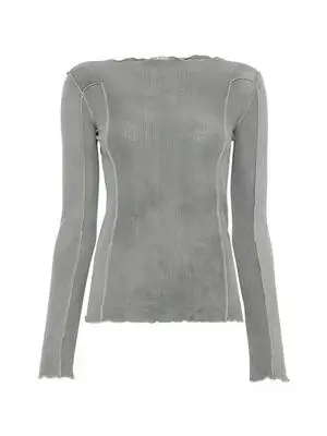 BASERANGE Omato Ribbed-knit Boat-neck Top - Grey