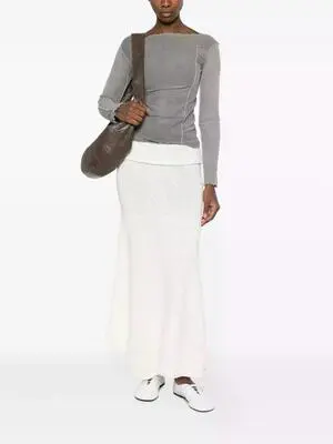 BASERANGE Omato Ribbed-knit Boat-neck Top - Grey
