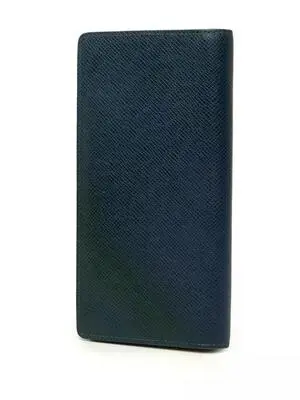 LOUIS VUITTON 2015 Taiga Portefeuille Brazza Bifold Wallet Long Wallets - Blue
