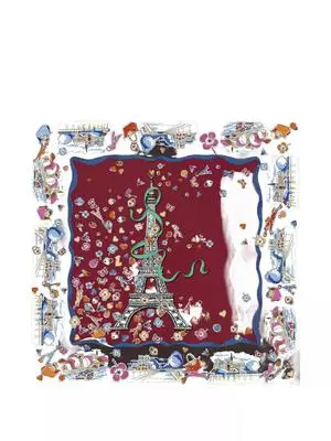 Longchamp Tour Enchantée Silk Scarf 50 - Red