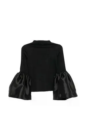 MARQUES' ALMEIDA Puffed-sleeve Ribbed-knit Top - Black