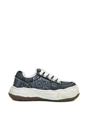 Mihara Yasuhiro Oliver Og Sole Graffiti Printed Canvas Low-top Sneakers - Black