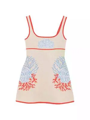 Retrofete Valcra Crystal-embellished Intarsia-knit Mini Dress - Neutrals