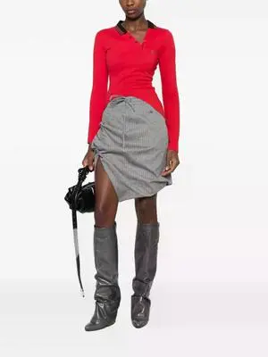 VIVIENNE WESTWOOD Side Panther Pinstripe-print Ruched Mini Skirt